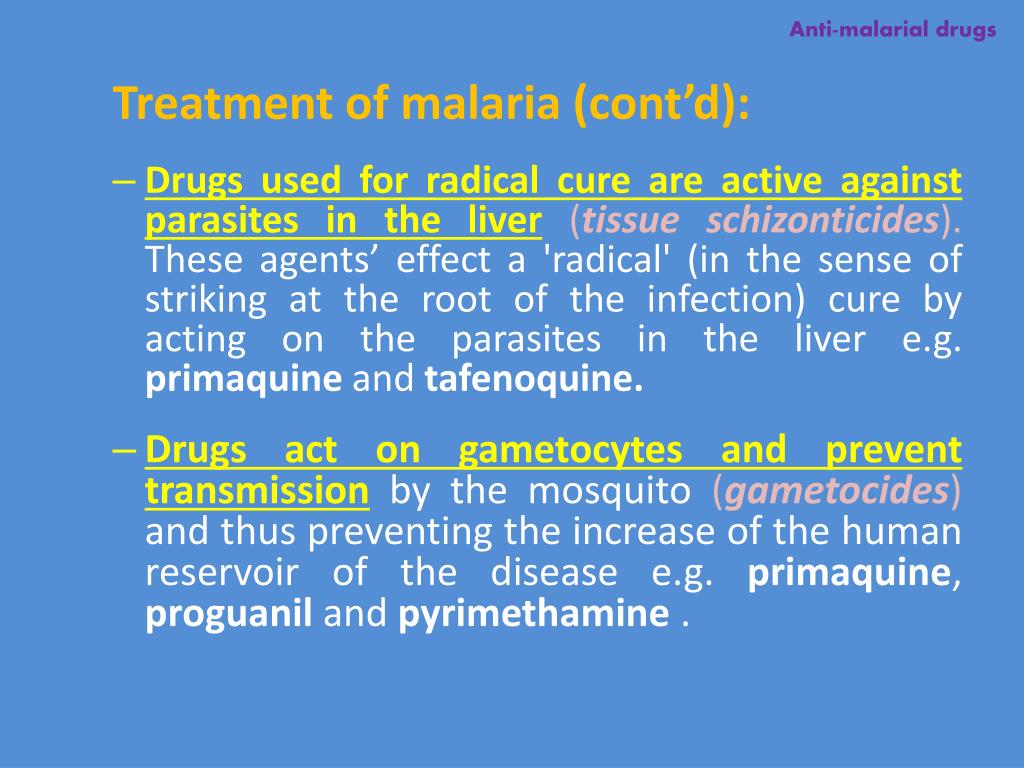 PPT - Drugs Used in Treatment of Malaria PowerPoint Presentation, free ...