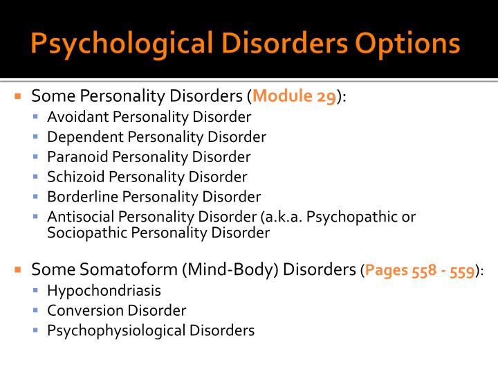 PPT - Psychological Disorders Options PowerPoint Presentation - ID:2370137