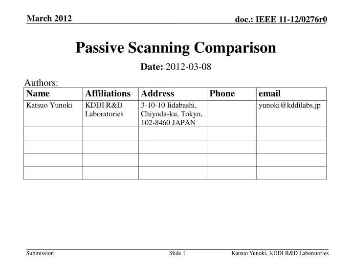 PPT - Passive Scanning Comparison PowerPoint Presentation, free ...