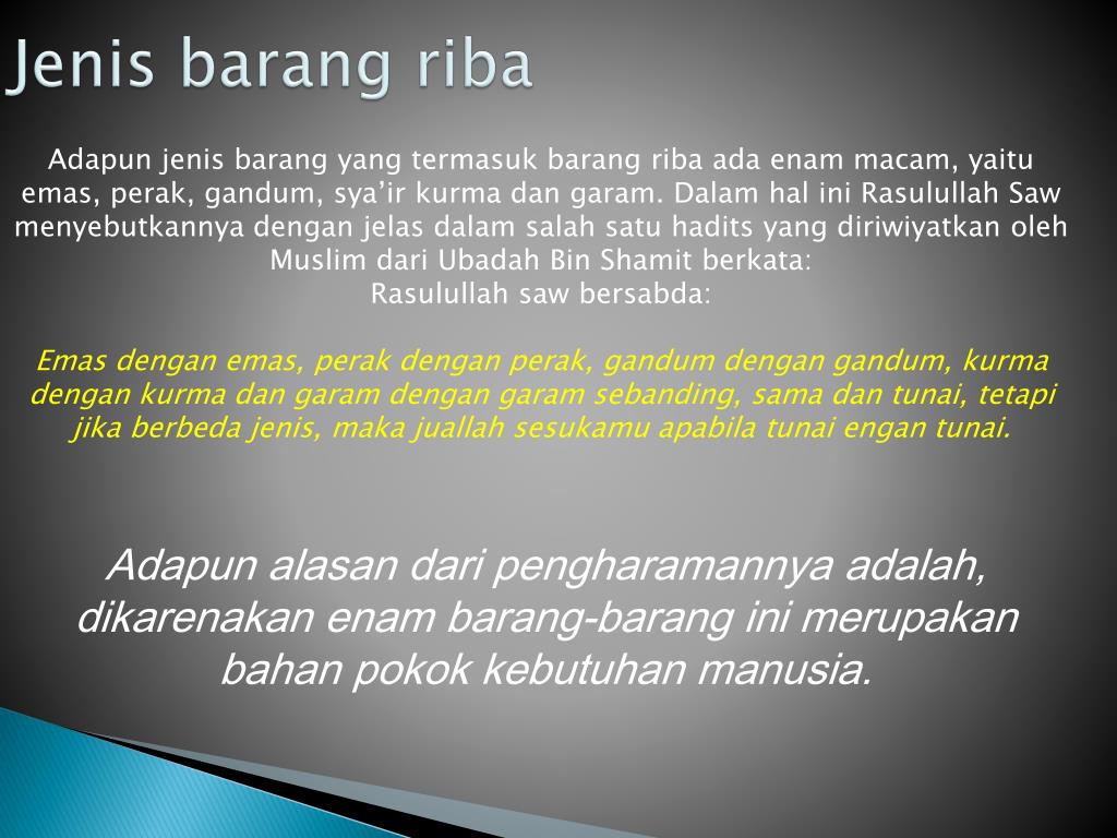PPT - PERBANKAN ISLAM DAN PROBLEMATIKANYA (RIBA, BUNGA BANK, JASA ...