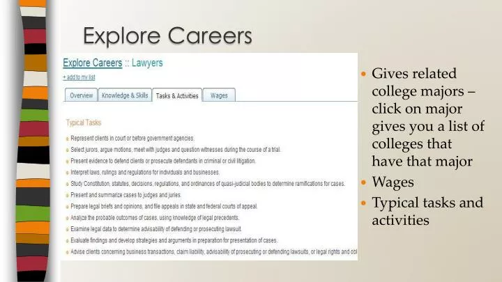 PPT - Explore Careers PowerPoint Presentation, free download - ID:2371337