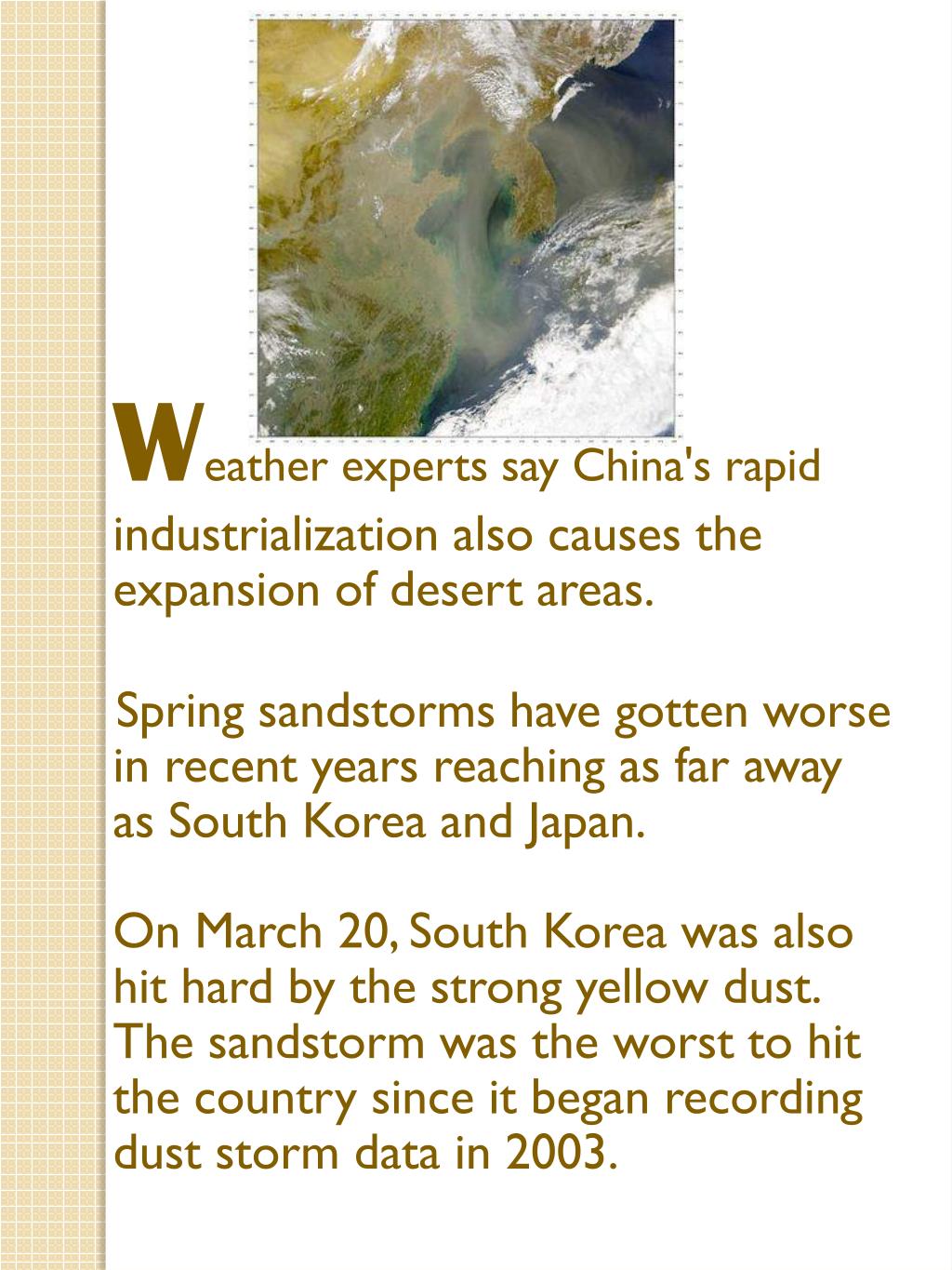 PPT - Yellow dust storm strikes China and Korea PowerPoint Presentation ...