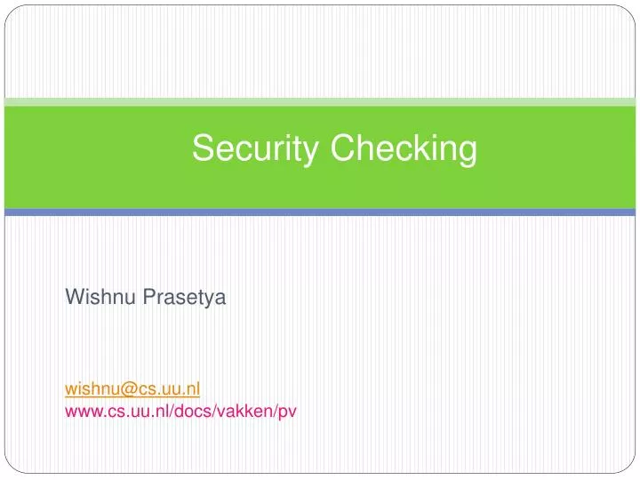 PPT - Security Checking PowerPoint Presentation, free download - ID:2373620