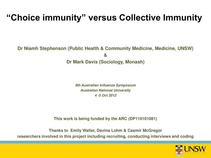 PPT - “Choice immunity” versus Collective Immunity PowerPoint ...