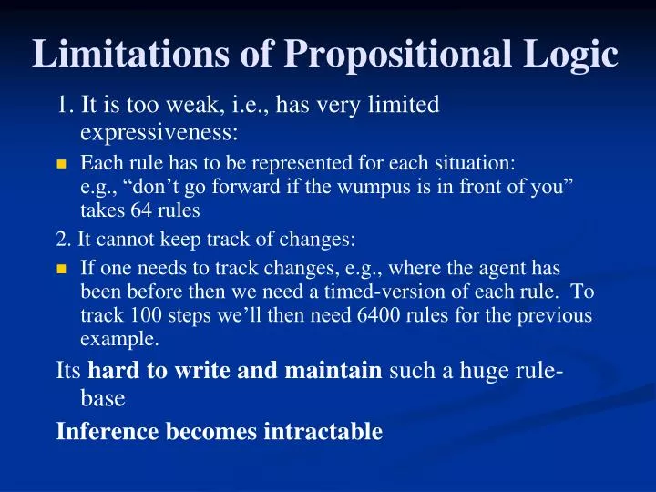 PPT Limitations Of Propositional Logic PowerPoint Presentation Free 