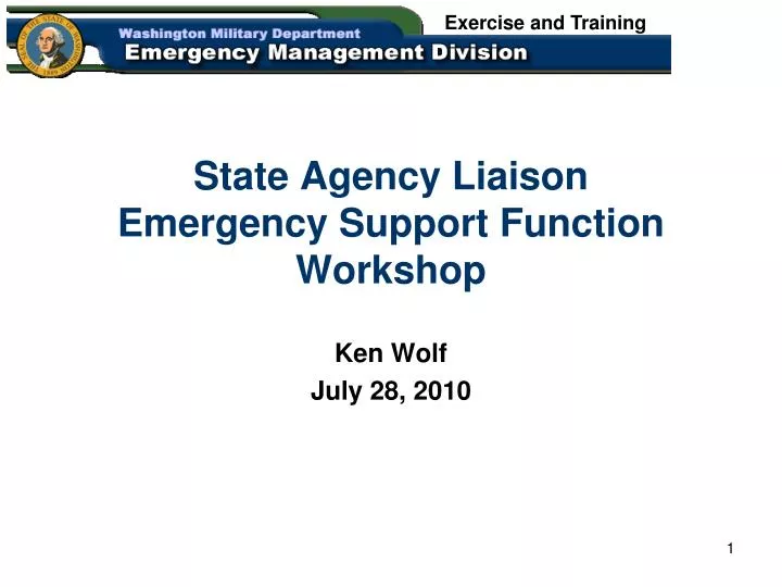 PPT - State Agency Liaison Emergency Support Function Workshop ...