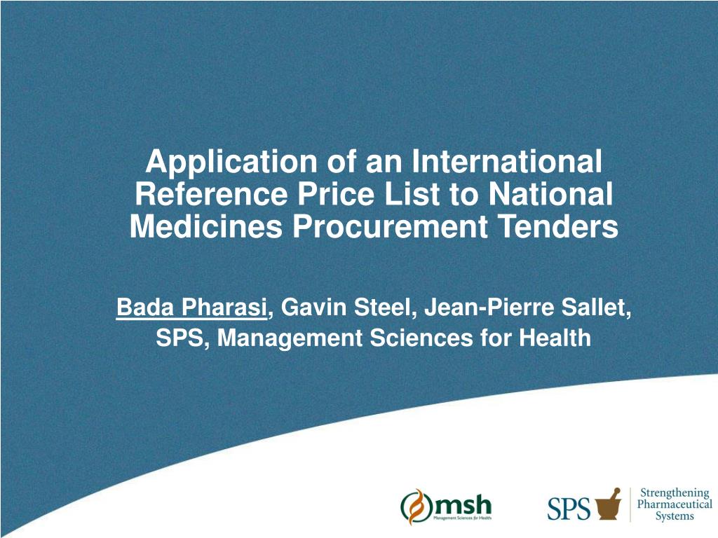 PPT - Application of an International Reference Price List to National ...