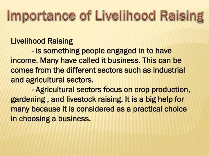 PPT - Importance of Livelihood Raising PowerPoint Presentation, free ...