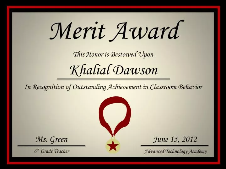 PPT - Merit Award PowerPoint Presentation, free download - ID:2378502