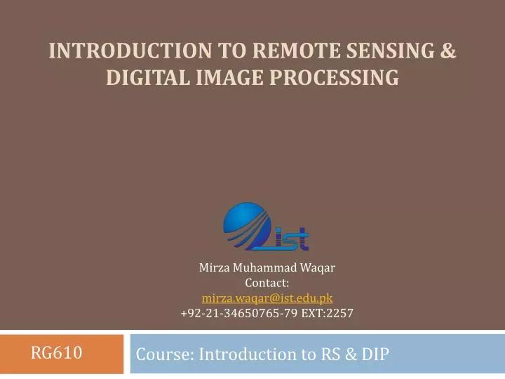 PPT Introduction To Remote Sensing Digital Image Processing 