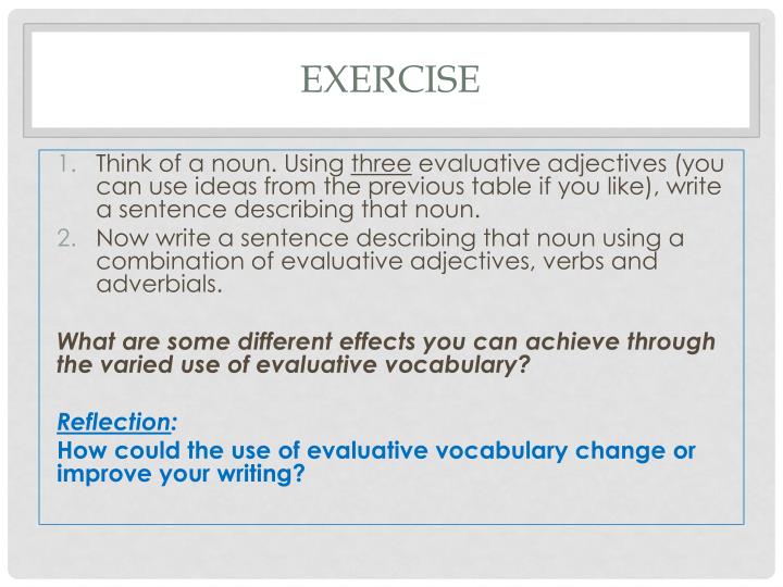 PPT - Evaluative Vocabulary PowerPoint Presentation - ID:2382009