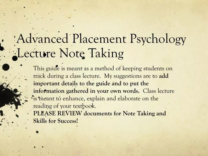 PPT - Advanced Placement Psychology Lecture Note Taking PowerPoint ...