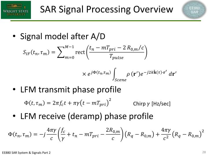 PPT - SAR System and Signals Part 2 EE880 Synthetic Aperture Radar ...