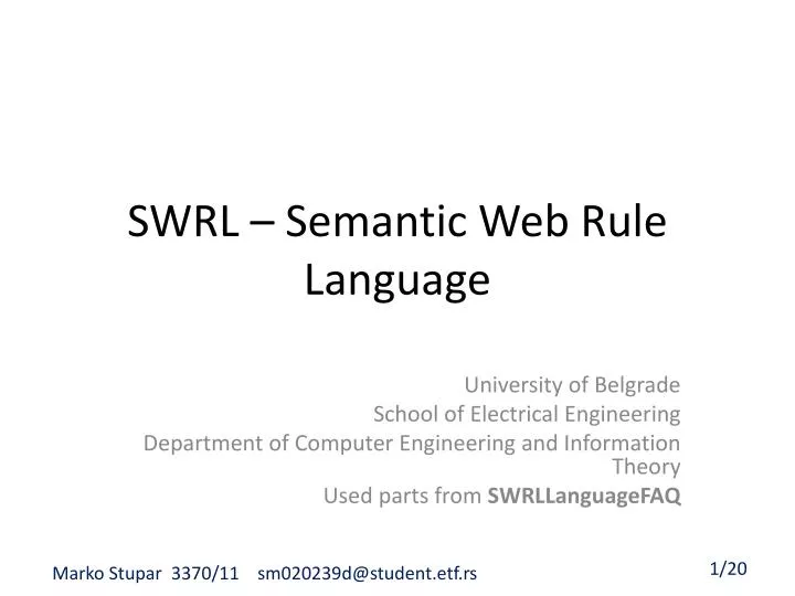 PPT - SWRL – Semantic Web Rule Language PowerPoint Presentation, free ...