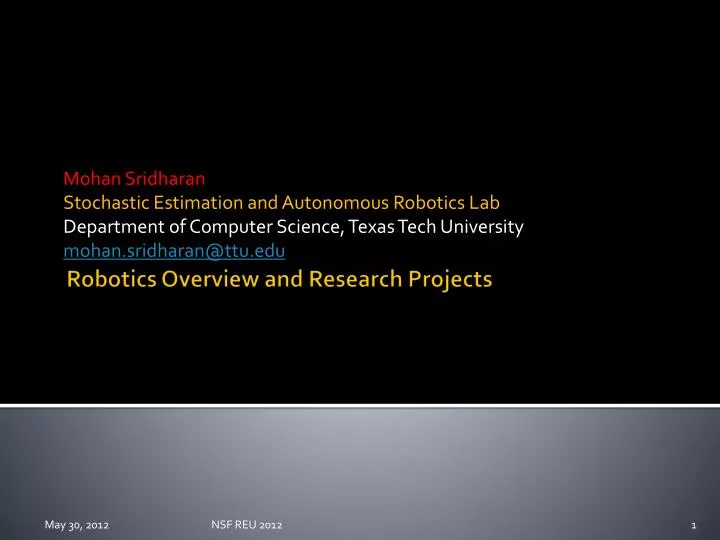PPT - Robotics Overview and Research Projects PowerPoint Presentation ...