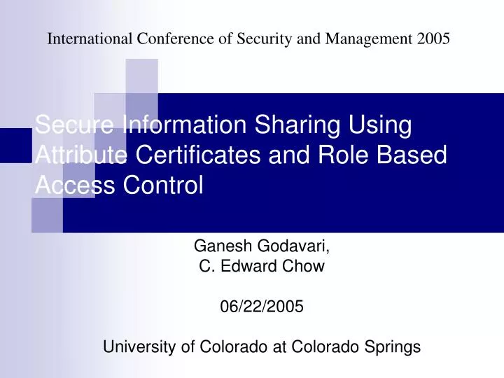 Ppt Secure Information Sharing Using Attribute Certificates And Role