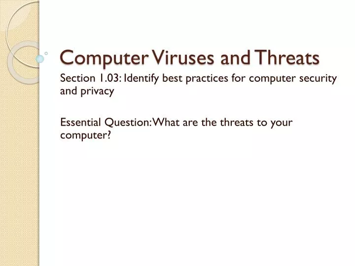 PPT - Computer Viruses and Threats PowerPoint Presentation, free ...