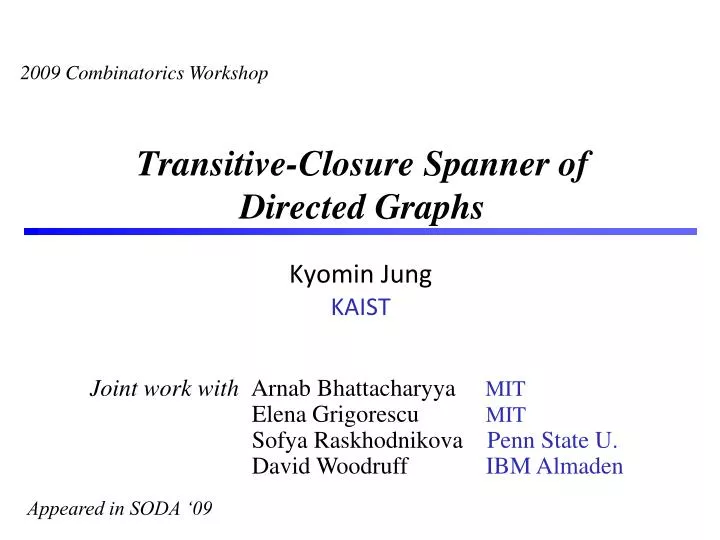 PPT - Transitive-Closure Spanner of Directed Graphs PowerPoint ...
