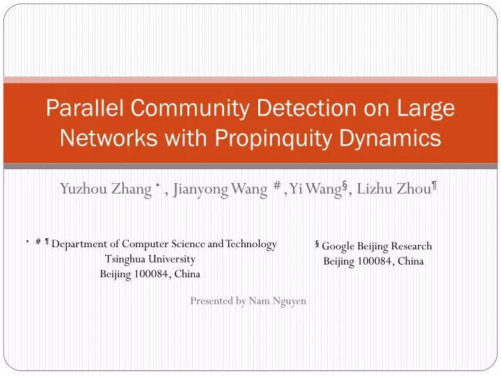 PPT - Parallel Community Detection on Large Networks with Propinquity ...