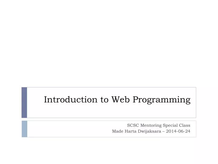 PPT - Introduction to Web Programming PowerPoint Presentation, free ...