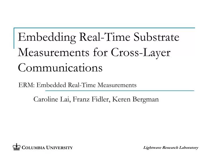 Ppt Embedding Real Time Substrate Measurements For Cross Layer Communications Powerpoint