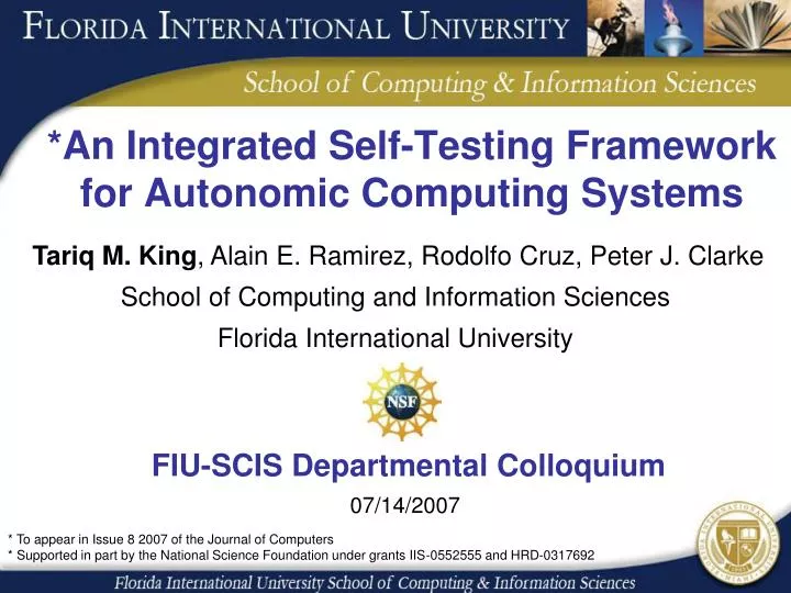 Ppt An Integrated Self Testing Framework For Autonomic Computing
