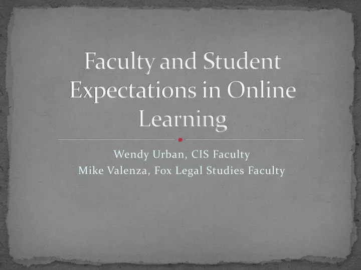 PPT - Faculty and Student Expectations in Online Learning PowerPoint ...