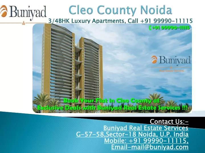 PPT - Cleo County at sector 121 Noida – New standard of living ...