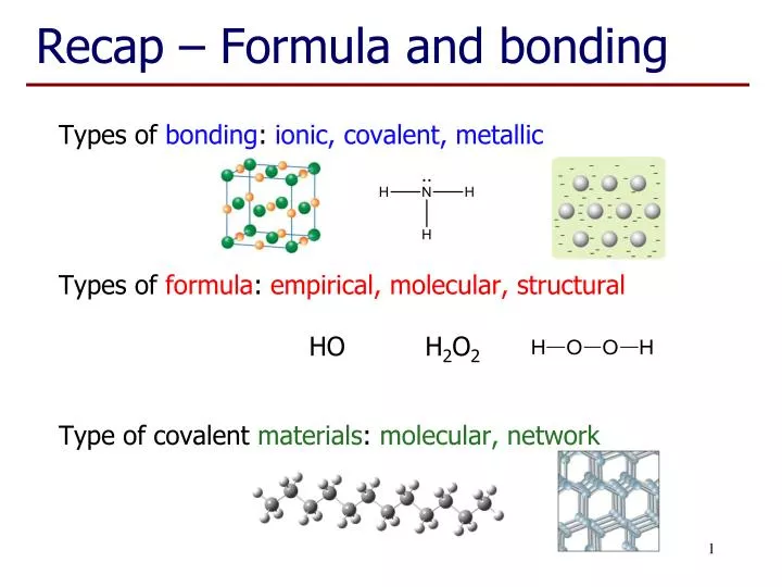 PPT - Recap – Formula and bonding PowerPoint Presentation, free ...