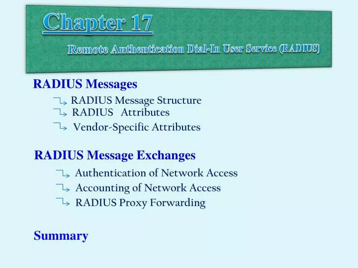 PPT - Chapter 17 Remote Authentication Dial-In User Service (RADIUS ...