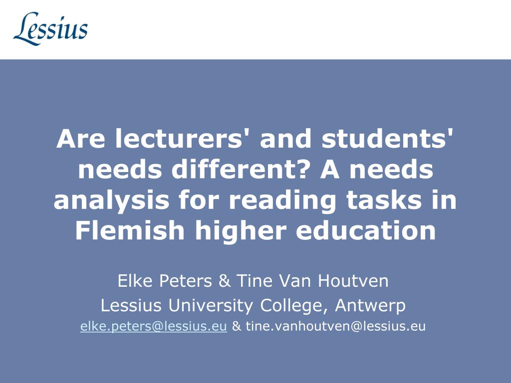 PPT - Elke Peters & Tine Van Houtven Lessius University College ...