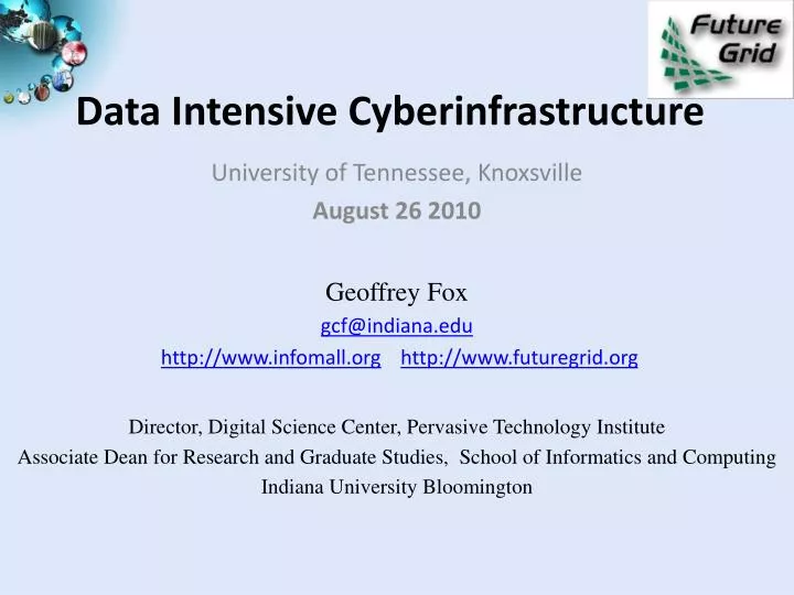 PPT - Data Intensive Cyberinfrastructure PowerPoint Presentation, free ...