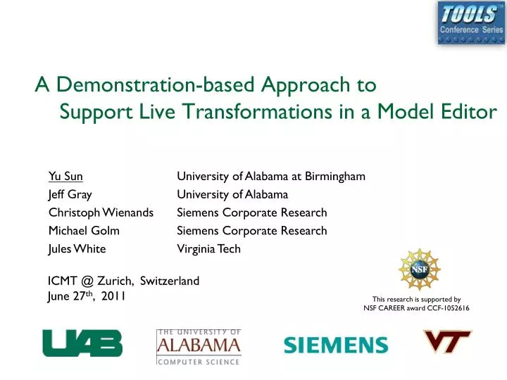 PPT - A Demonstration-based Approach to Support Live Transformations in ...