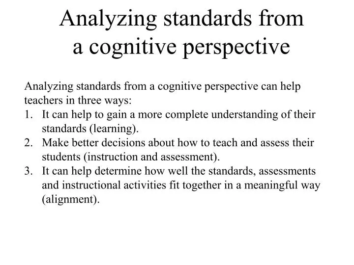 PPT - Analyzing standards from a cognitive perspective PowerPoint ...