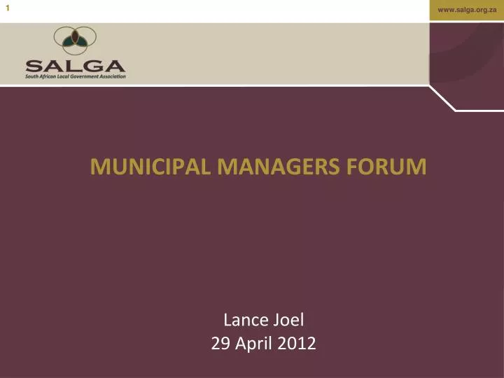 PPT - MUNICIPAL MANAGERS FORUM PowerPoint Presentation, free download ...