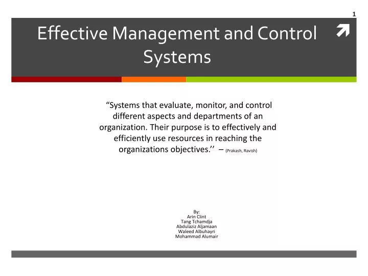 PPT - Effective Management and Control Systems PowerPoint Presentation ...