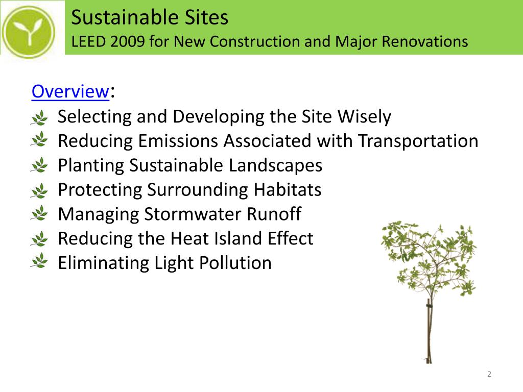PPT - Sustainable Sites LEED 2009 for New Construction and Major ...