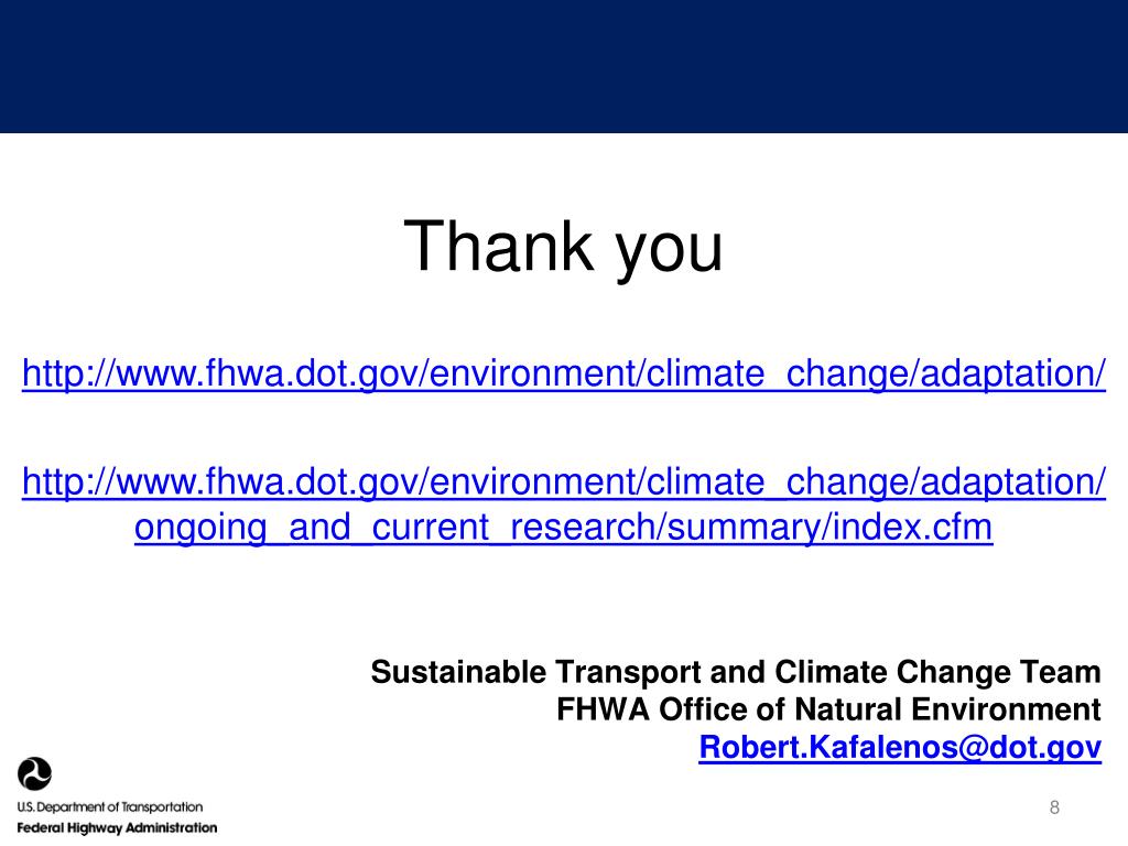 PPT - FHWA Climate Change Adaptation Activities and F unding ...