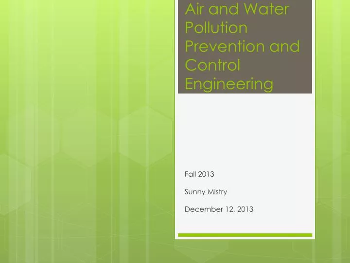 Air Pollution Prevention And Control
