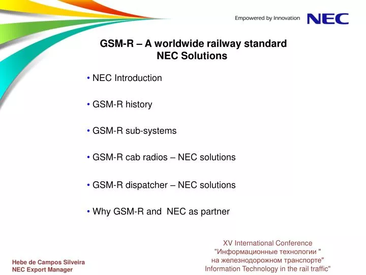 PPT - GSM-R – A worldwide railway standard NEC Solutions PowerPoint ...