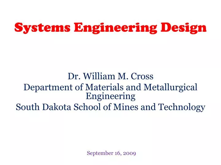 PPT - Systems Engineering Design PowerPoint Presentation, free download ...