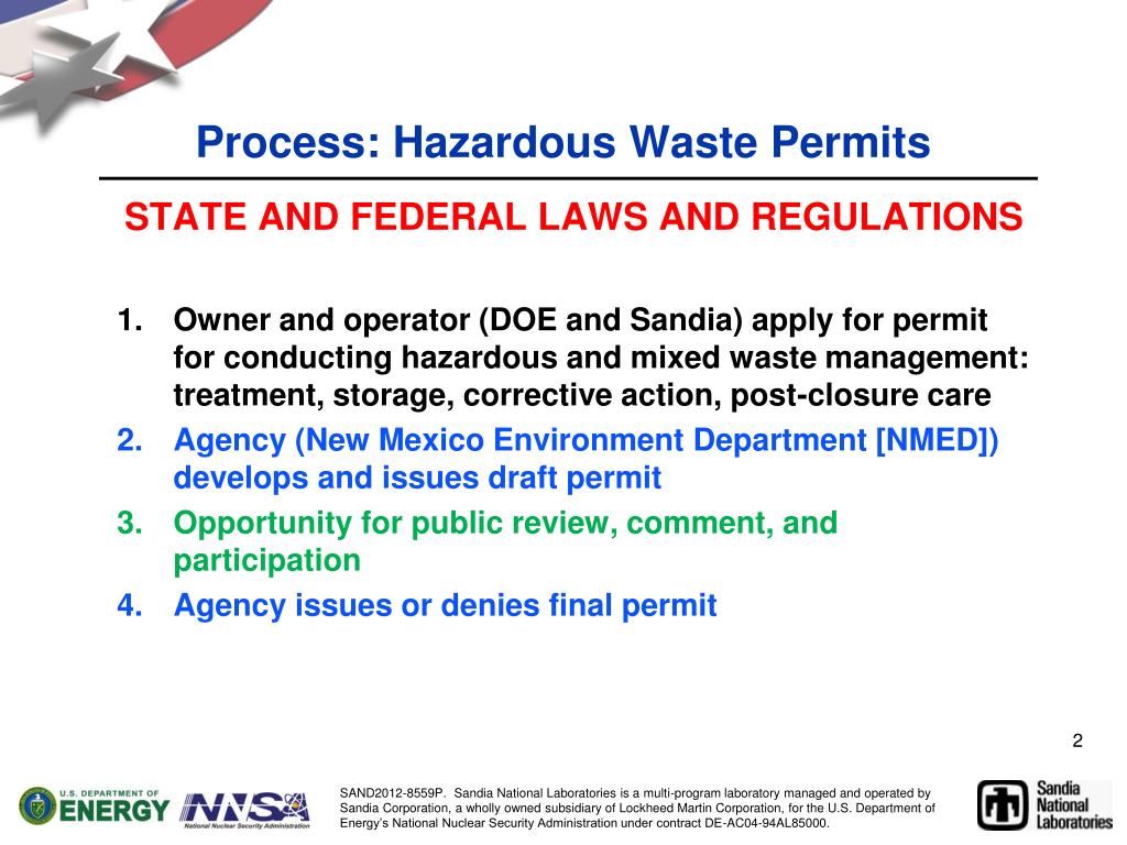 PPT - HAZARDOUS WASTE PERMITS Sandia National Laboratories Albuquerque ...
