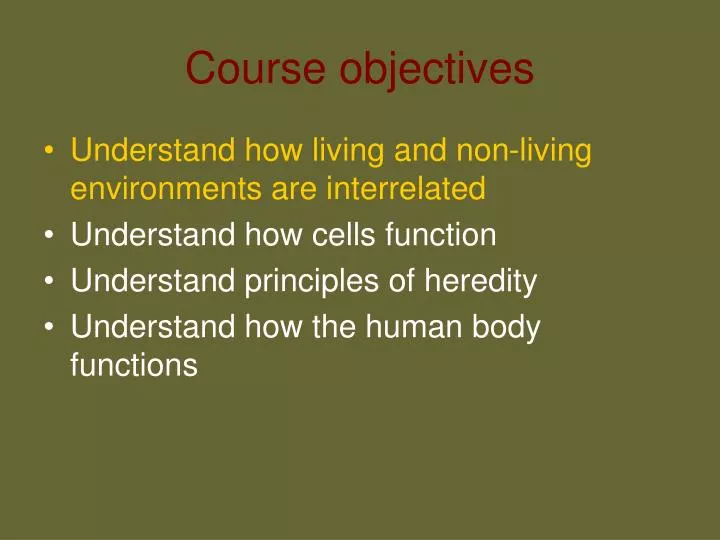 PPT - Course objectives PowerPoint Presentation, free download - ID:2399294