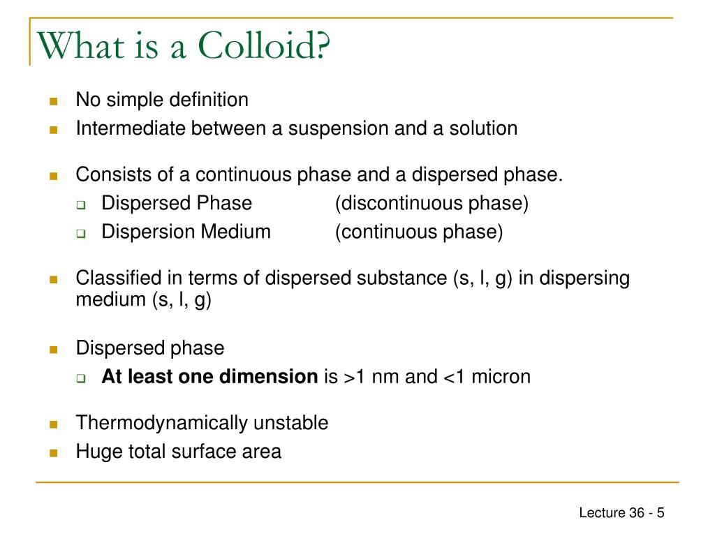 PPT - CHEM1612 - Pharmacy Week 13: Colloid Chemistry PowerPoint ...
