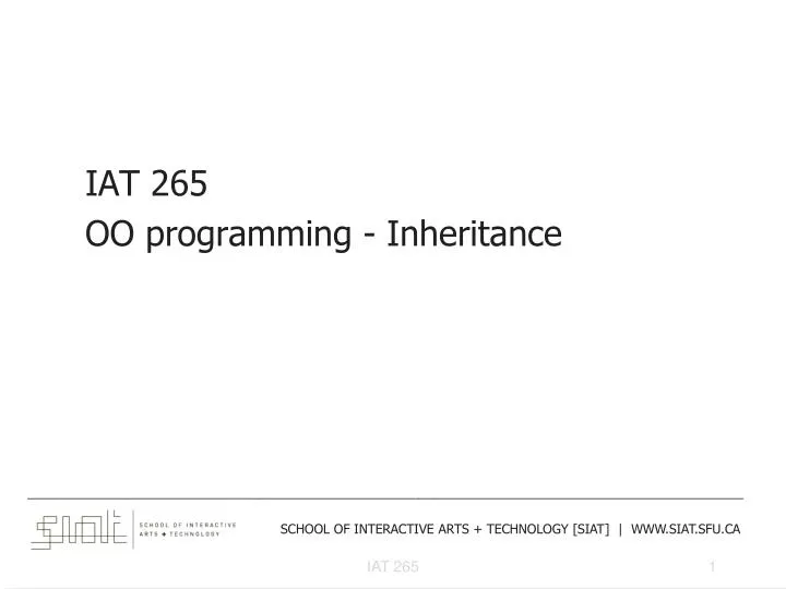 PPT - IAT 265 OO programming - Inheritance PowerPoint Presentation ...