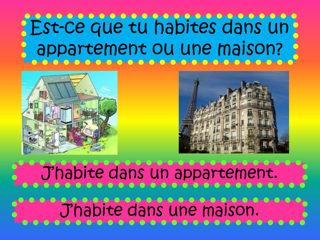 PPT - Est-ce que tu habites dans un appartement ou une maison ...