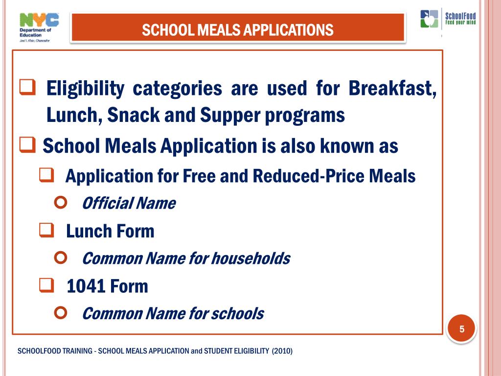 PPT - SchoolFood Training School Meals Application and Student ...