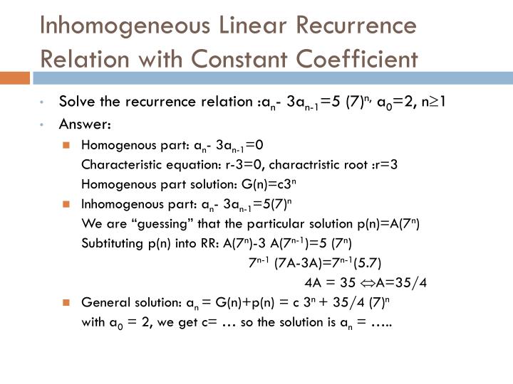 PPT - CHAPTER TWO RECURRENCE RELATION PowerPoint Presentation - ID:2401165