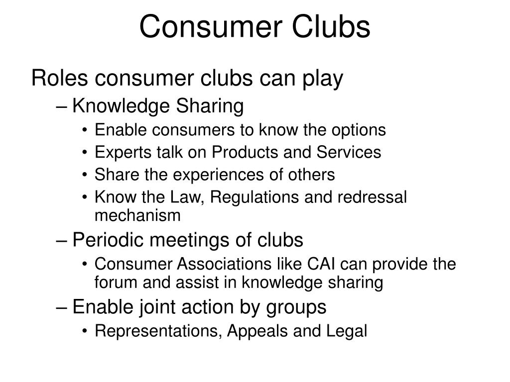 PPT - Consumer Clubs in Residents’ welfare Associastions PowerPoint ...