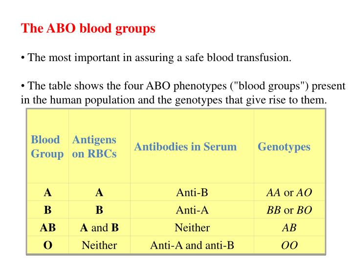 PPT - Genetics of ABO Blood groups and Rhesus factor PowerPoint ...